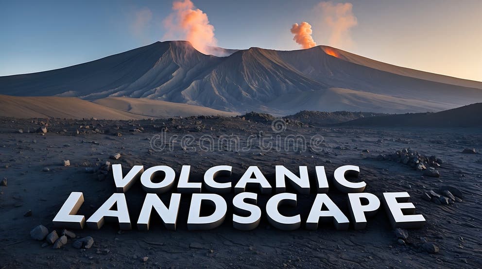 Volcanic Landscape with Active Eruptions in a Dramatic Evening Sky ...