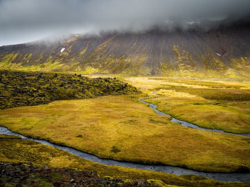 Volcanic Landscape in Iceland Stock Image - Image of river, nature ...