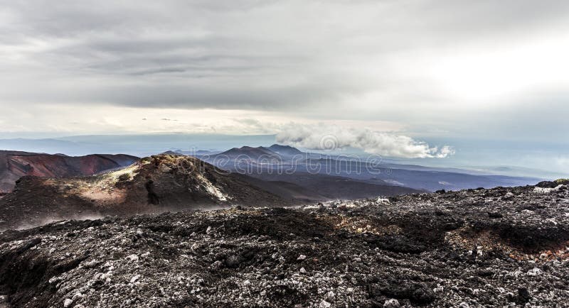 Volcanic Landscape. Lava Plains from Layer of Solid Lava, Kamchatka ...