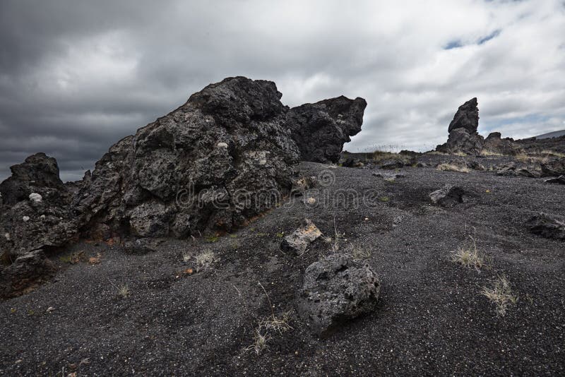 Volcanic Landscape on Lava and Volcano Dust Fields Stock Image - Image ...