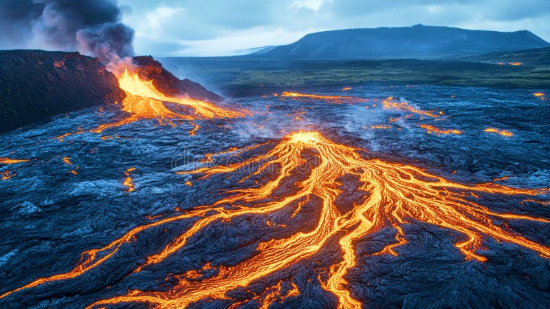 Volcanic Landscape Showcasing Surreal Lava Flows Defying Natural ...