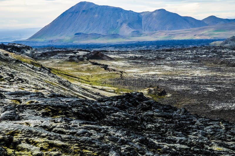 Volcanic Lava Field in Iceland Stock Photo - Image of moss, landscape ...