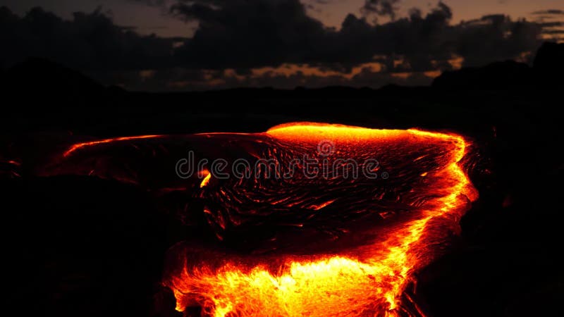 A River of Red-hot Lava from an Exploding Volcano Stock Footage - Video ...