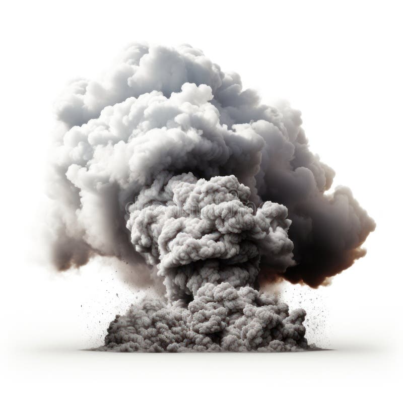 Volcanic Massive Explosion Cloud with Dense Smoke and Ash on Isolated ...