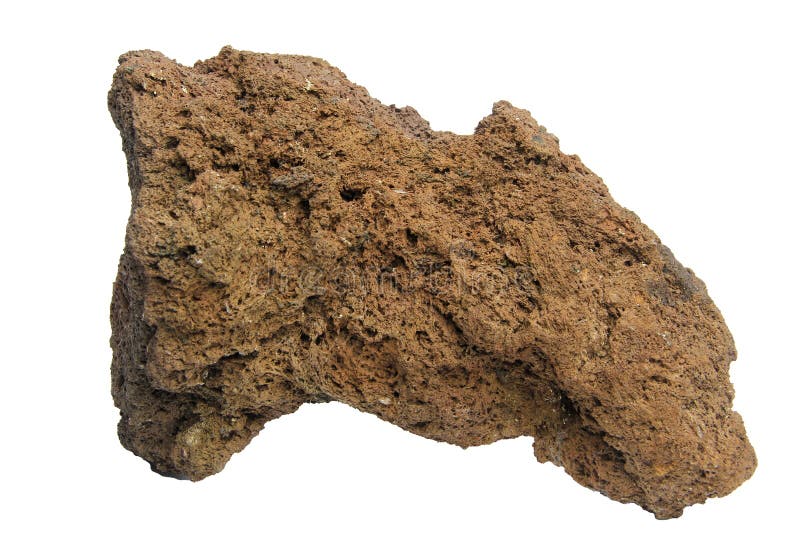 Volcanic Red Lava Rock with Unique Rough Texture Isolated on a White ...