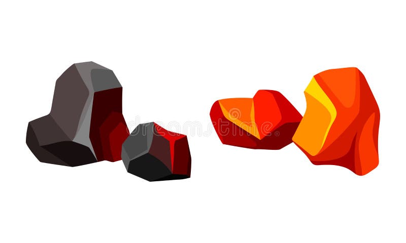 Volcanic Rock As Formed Lava with Rough and Solid Stones Vector Set ...