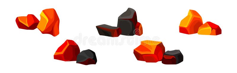 Volcanic Rock As Formed Lava with Rough and Solid Stones Vector Set ...