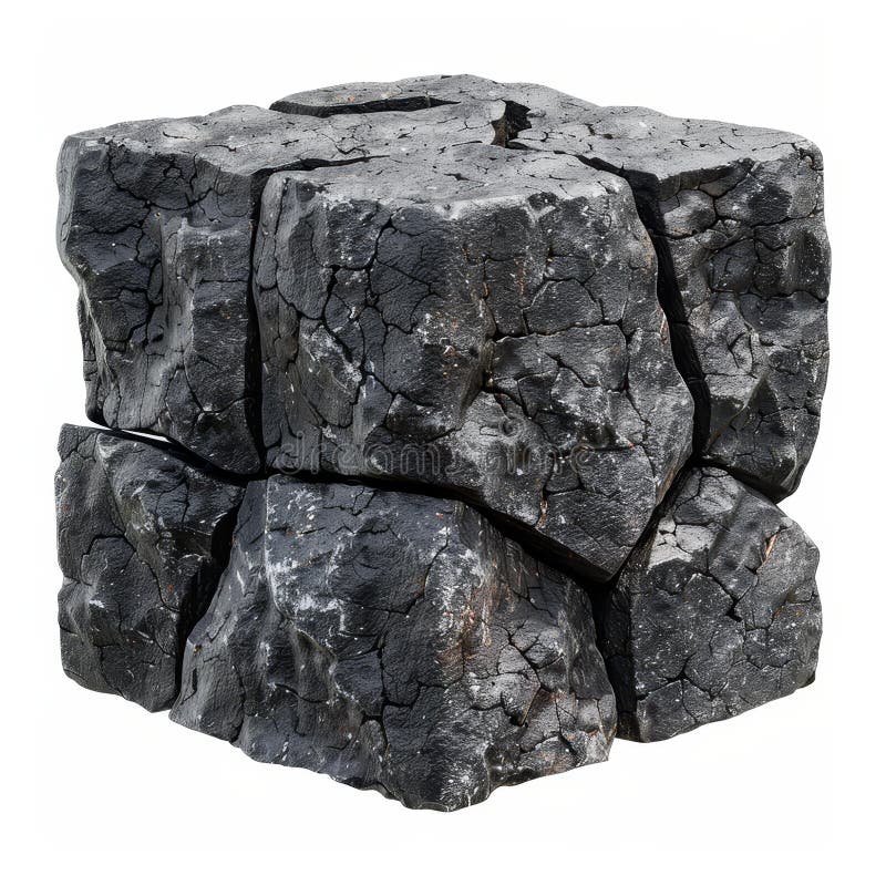 A Volcanic Rock Cube Stands Stark Against a White Background, Ai ...