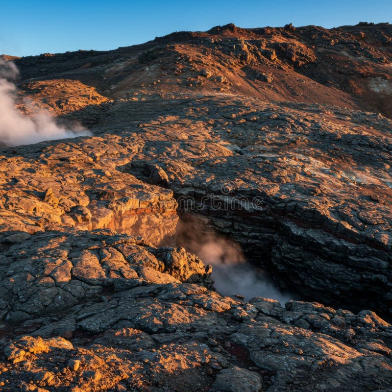 Volcanic Rock Formation at Sunset Stock Illustration - Illustration of ...