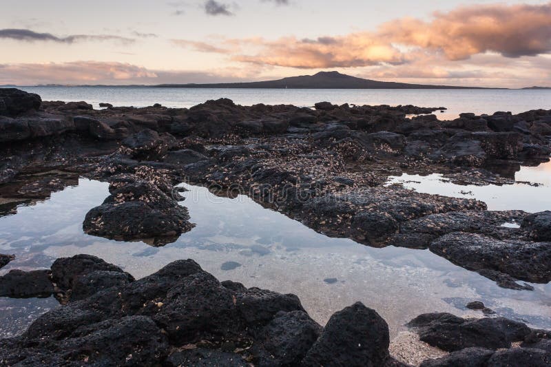 Volcanic Rock Pools at Sunset Stock Photo - Image of dusk, volcanic ...