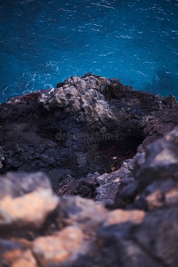 Volcanic Rock Shore from Above Stock Image - Image of canary, mountain ...