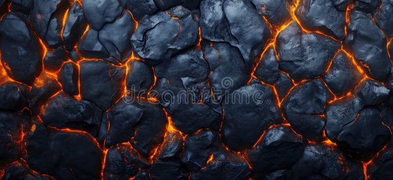 Volcanic Rock Texture with Glowing Lava Cracks for Backgrounds and ...