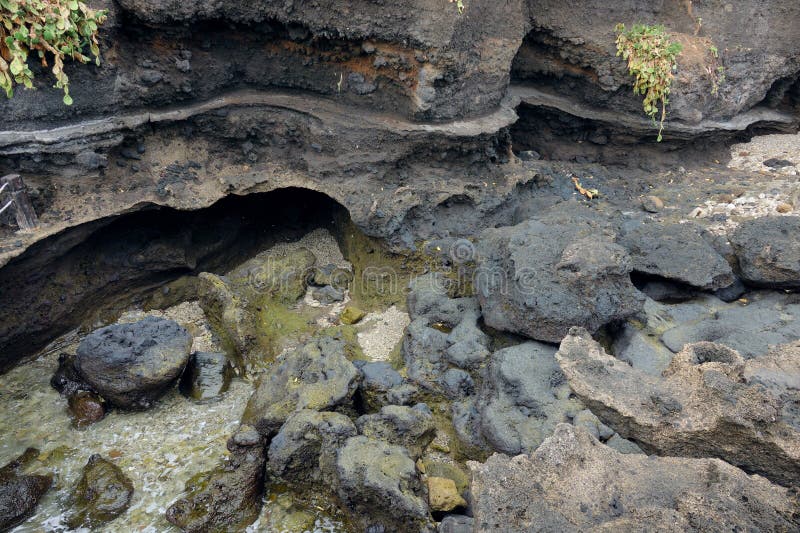 Volcanic Rocks with Light Effect in Fissures and Surface Breaks with ...