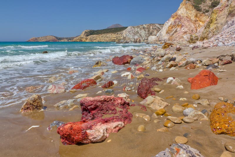 Volcanic Rocks, Fyriplaka Beach, Milos Island Stock Image - Image of ...
