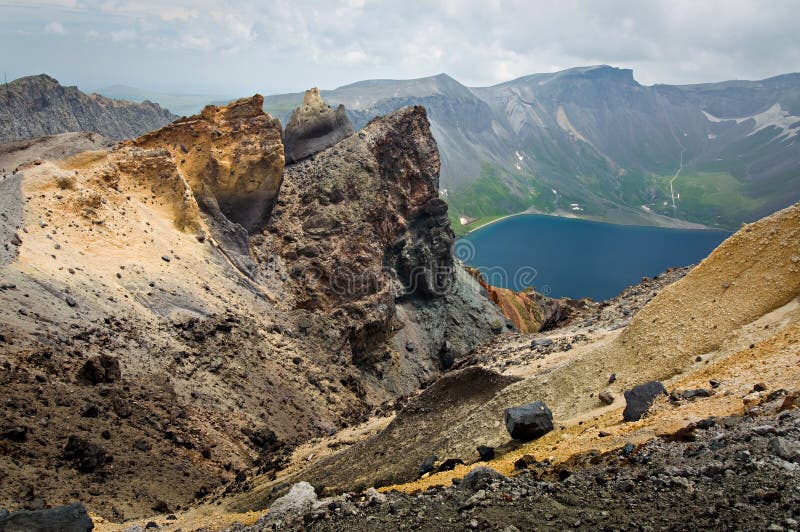 Volcanic Rocky Mountains and Lake Tianchi, Changbaishan, China Stock ...