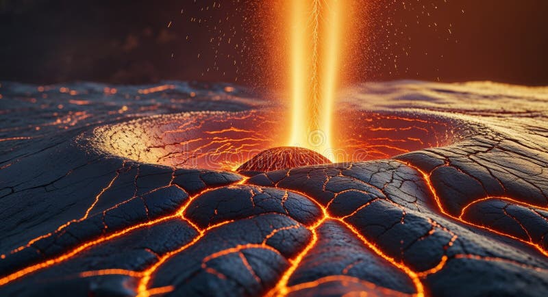 Volcanic Sphere Eruption Sequence with Lava Cracks and Heat. Stock ...