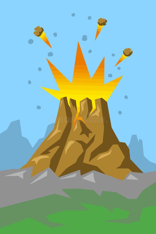 Cartoon exploding volcano stock vector. Illustration of geology - 21154381