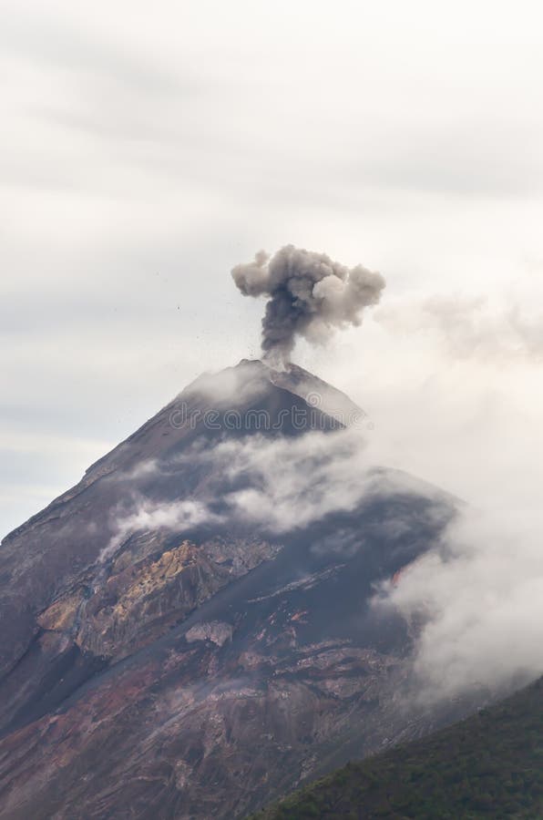 Volcano Acatenango in Guatemala Erupting with Ashes and Rocks during an ...