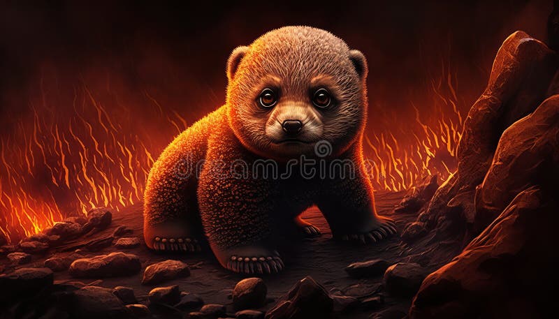Volcano Bear. Fire Animal. Generative Ai Stock Illustration ...