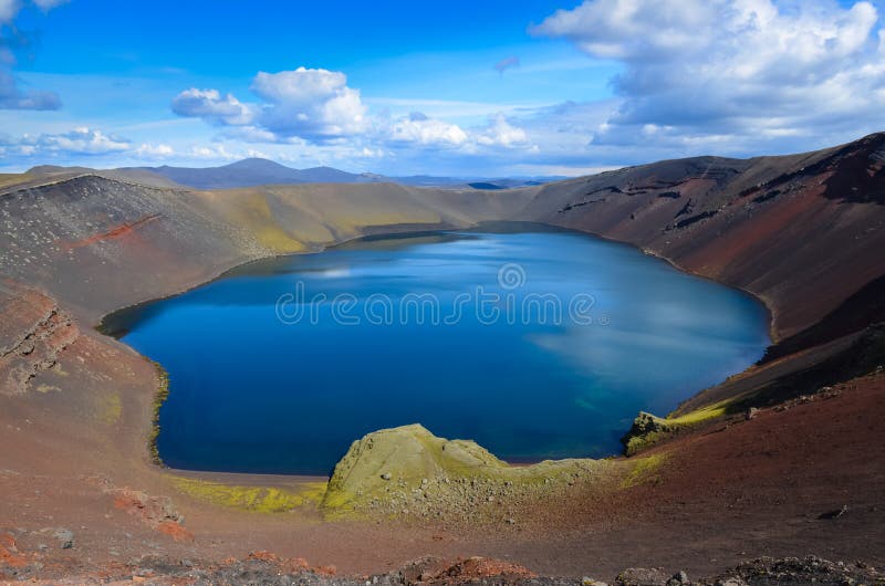 Volcano Caldera Crater Lake, Iceland Stock Image - Image of lake ...
