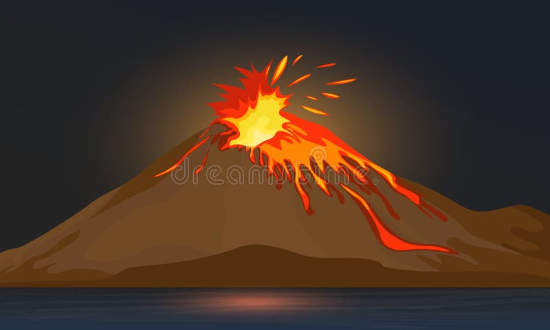 Realistic Cartoon Volcano