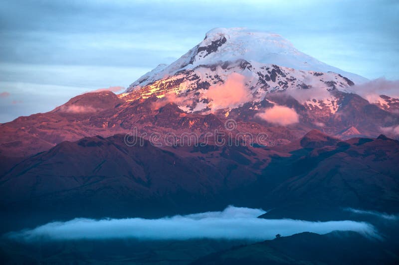 Sunset on the Mighty Volcano Cayambe in Ecuador Stock Image - Image of ...