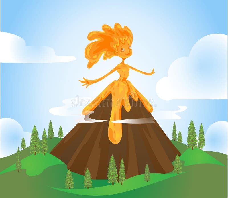 Volcano Character illustration de vecteur. Illustration du côtes - 95271570
