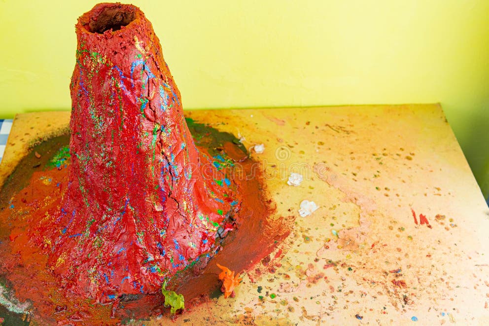 Volcano Clay Model School Projects Stock Photo - Image of school ...