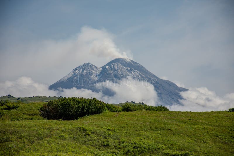 Volcano with a Clear Blue Sky in the Background Stock Photo - Image of ...