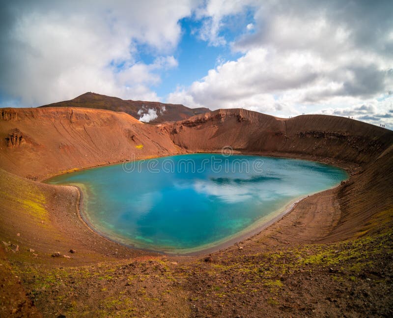 Volcano Crater Filled with Water Iceland Stock Photo - Image of ...