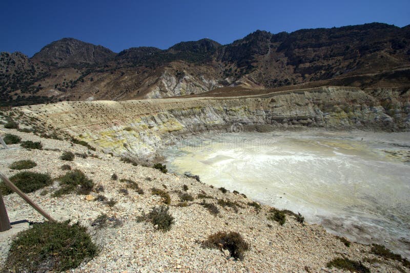 Volcano Crater, Nisyros Island Stock Image - Image of geological ...