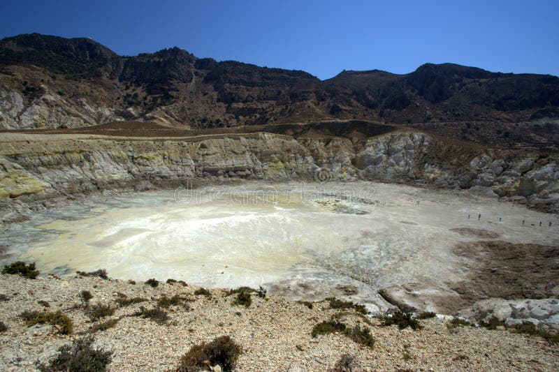 Volcano Crater, Nisyros Island Stock Image - Image of geological ...