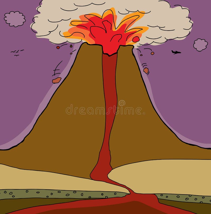 Volcano Anatomy Diagram Vector Illustration Stock