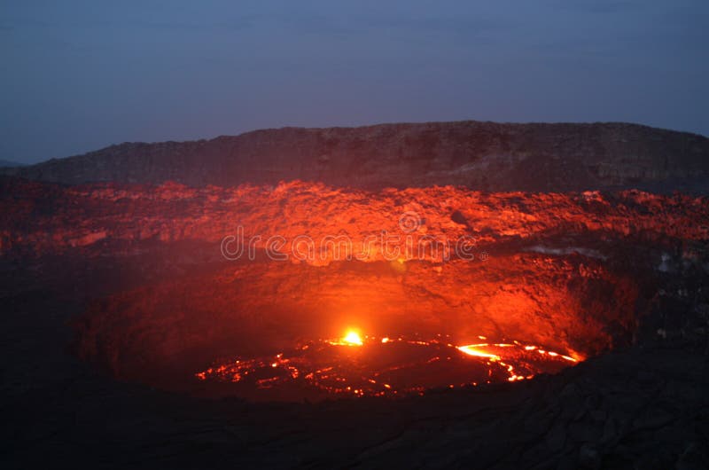 Volcano at dawn stock photo. Image of glowing, danger - 8642906