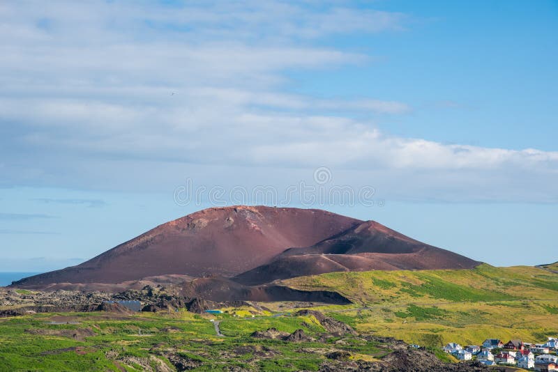 Volcano Eldfell on Island of Heimaey in Vestmannaeyjar in Iceland Stock ...
