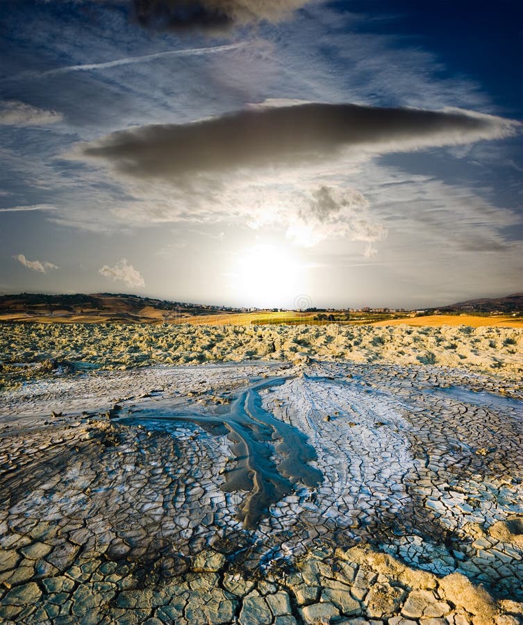 Volcano Erupted Liquid Mud To Su Stock Image - Image of imaginative ...