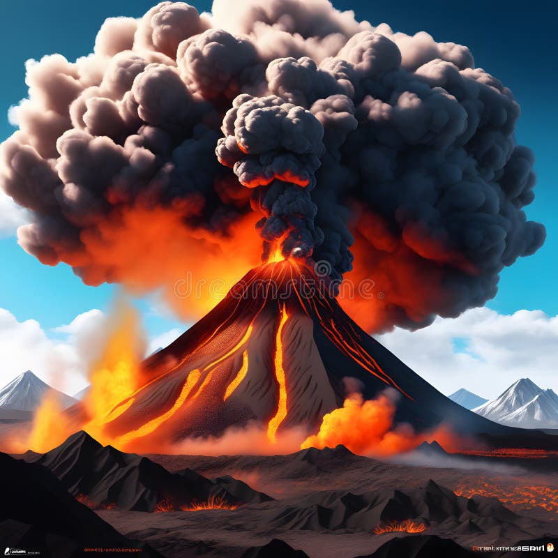 Volcano is Eruptet, AI-generatet Stock Illustration - Illustration of ...