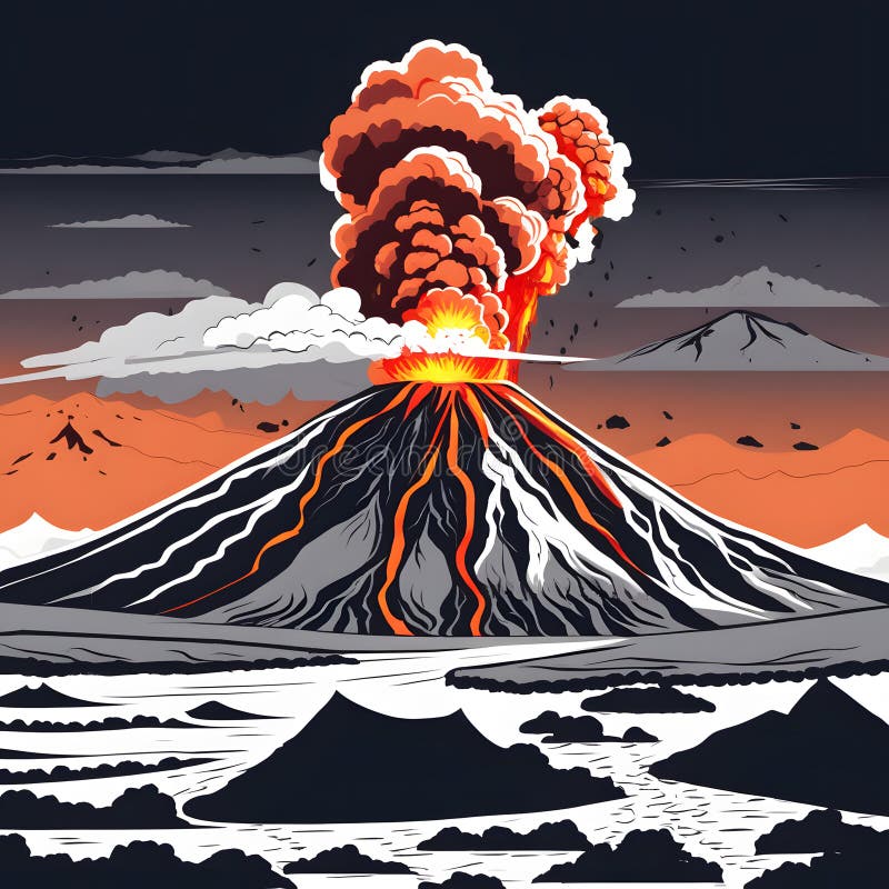 Volcano is Eruptet, AI-generatet Stock Illustration - Illustration of ...