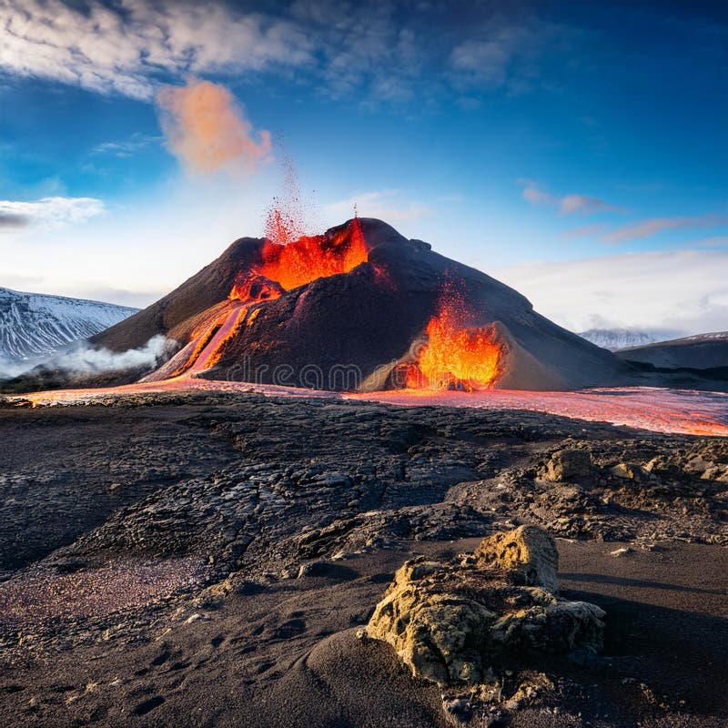 Volcano Erupting, AI Generated Stock Illustration - Illustration of ...
