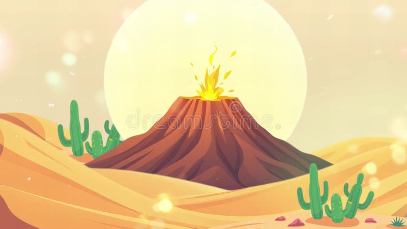 Volcano Erupting in Desert with Cacti Background. Stock Footage - Video ...