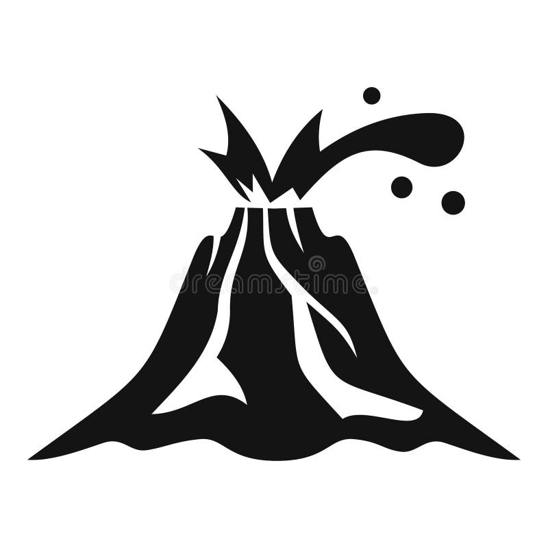 Volcano Erupting Hot Lava Silhouette Icon Stock Illustration ...
