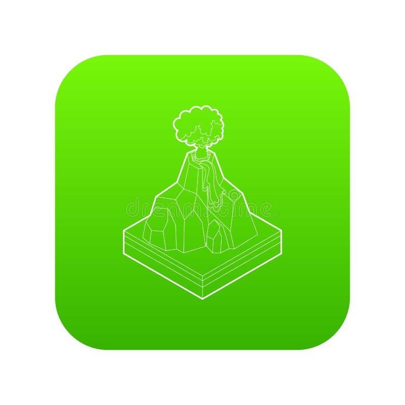 Volcano Erupting Icon Green Vector Stock Vector - Illustration of magma ...