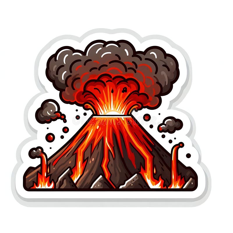 A Volcano Erupting with Lava and Ash. the Volcano is Surrounded by ...