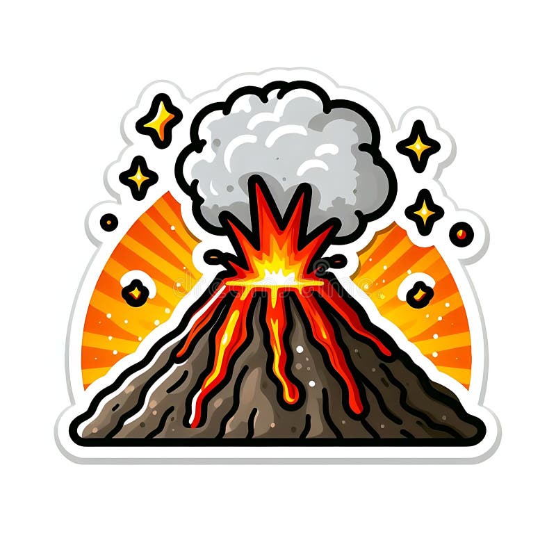 A Volcano Erupting with Lava and Ash. the Volcano is Surrounded by ...