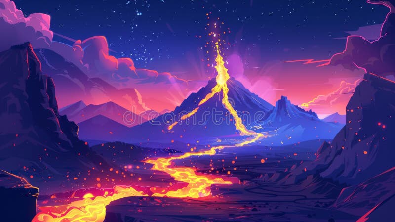 A Volcano Erupting with Lava Flowing Out, Creating a Mesmerizing Sight ...