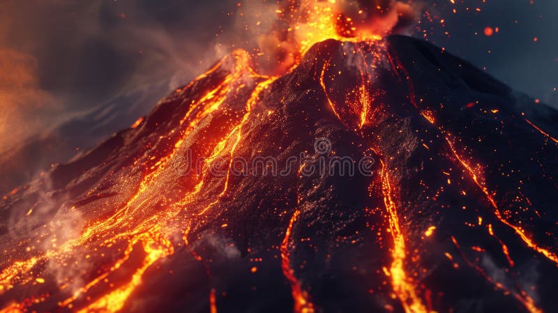 A Volcano Erupting with Lava Spewing Out, Suitable for Educational ...