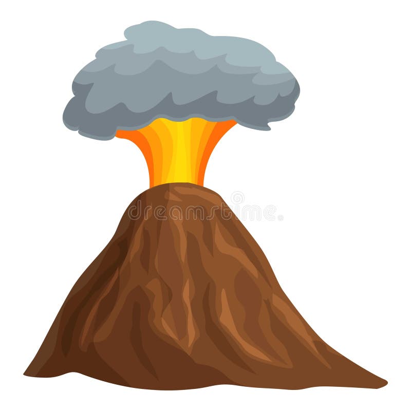 Volcano Erupting with Molten Lava and Ash Cloud Stock Illustration ...