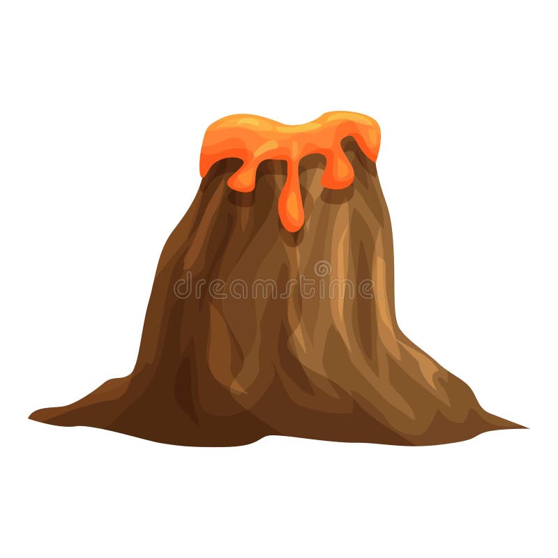Volcano Erupting with Molten Lava Flowing Down Brown Mountain Stock ...
