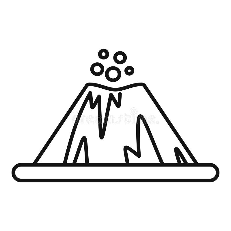 Volcano Erupting with Smoke and Magma Line Icon Stock Vector ...