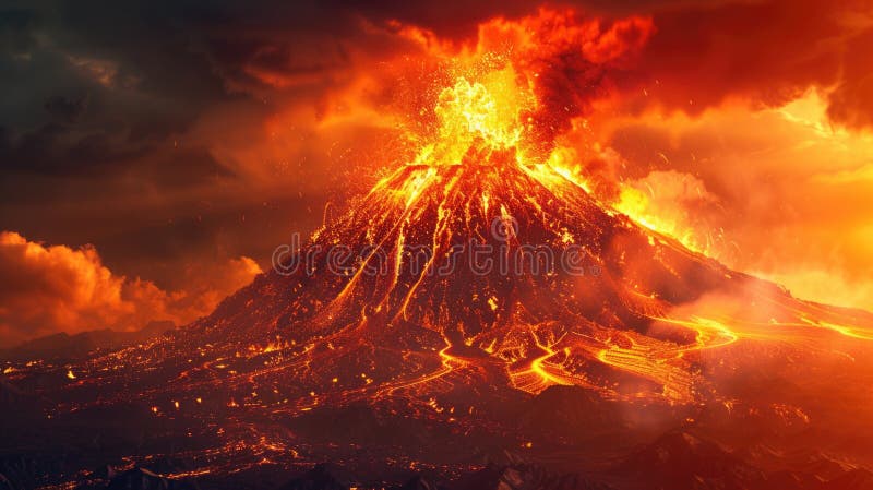 Volcano during Eruption. Ai Generated Stock Image - Image of magma ...